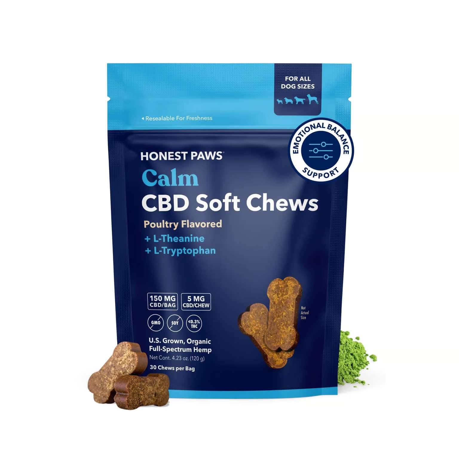 Honest Paws Calm Soft Chews for Dogs (Poultry Flavored) - Cloud City Supply