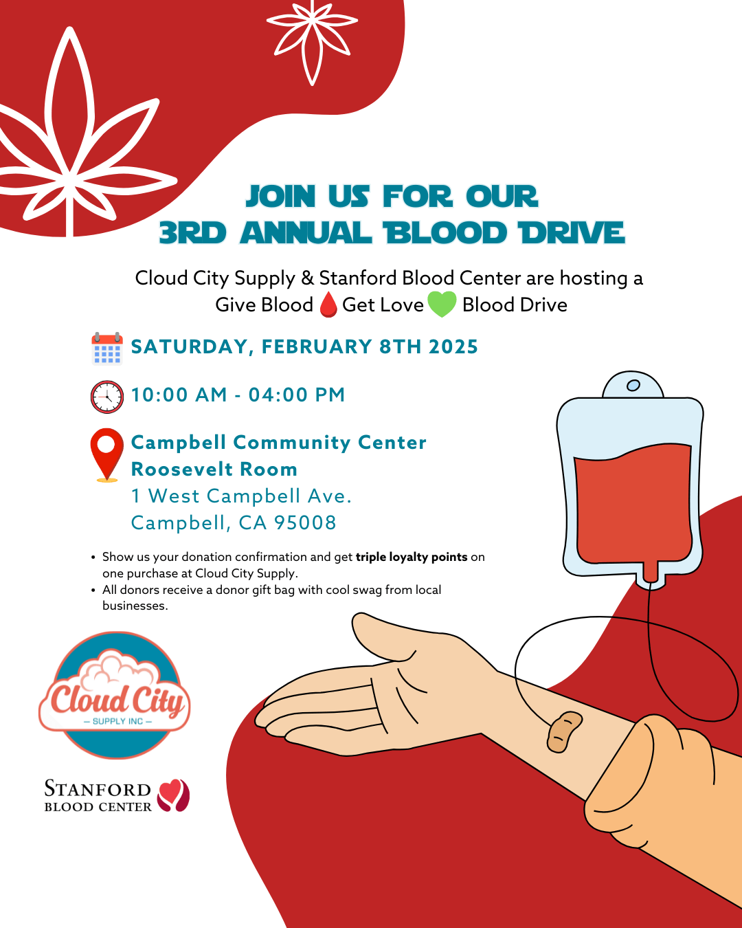 3rd Annual Give Blood, Get Love Blood Drive - Cloud City Supply